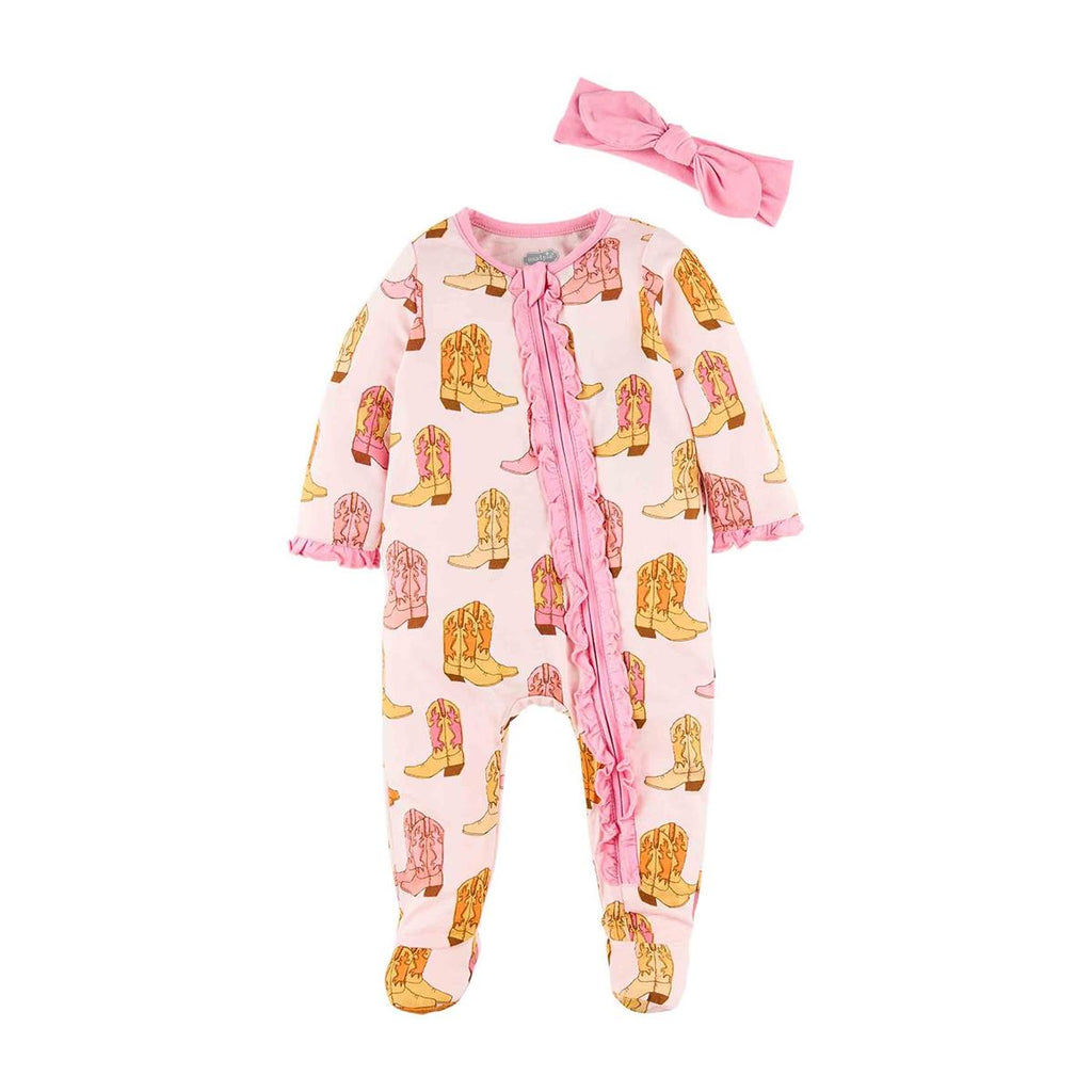 Mud Pie Pink Cowboy Boot Sleeper & Headband Set, Mud Pie, Mud Pie Pink ...
