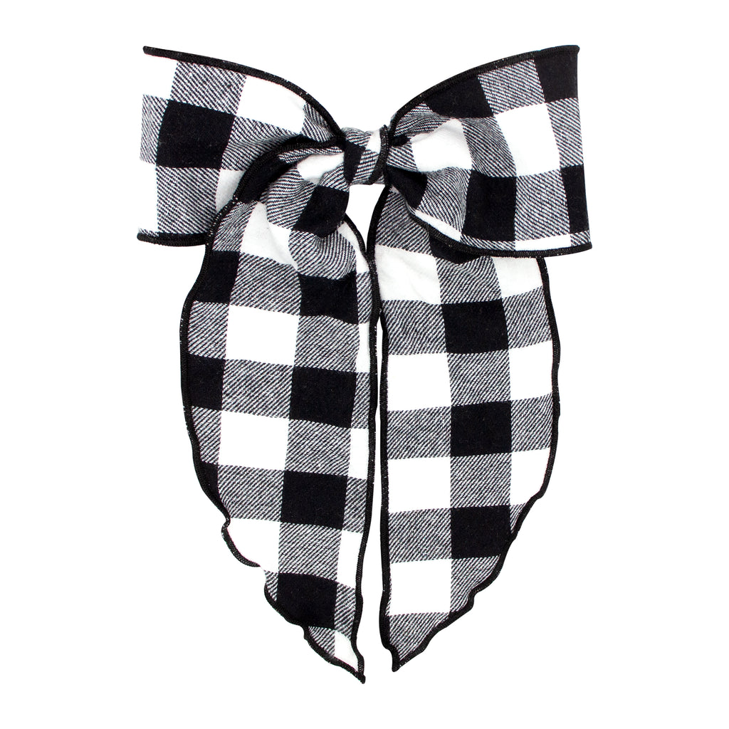 Medium Flannel Streamer Fabric Bow on Clippie - Black & White ...