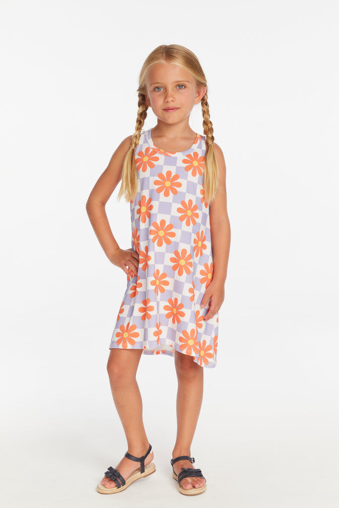 Chaser Checkered Floral Girls Tank Dress | Basically Bows & Bowties