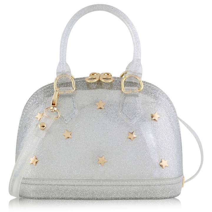 Carrying Kind Cate Handbag - Silver with Stars – Basically Bows & Bowties