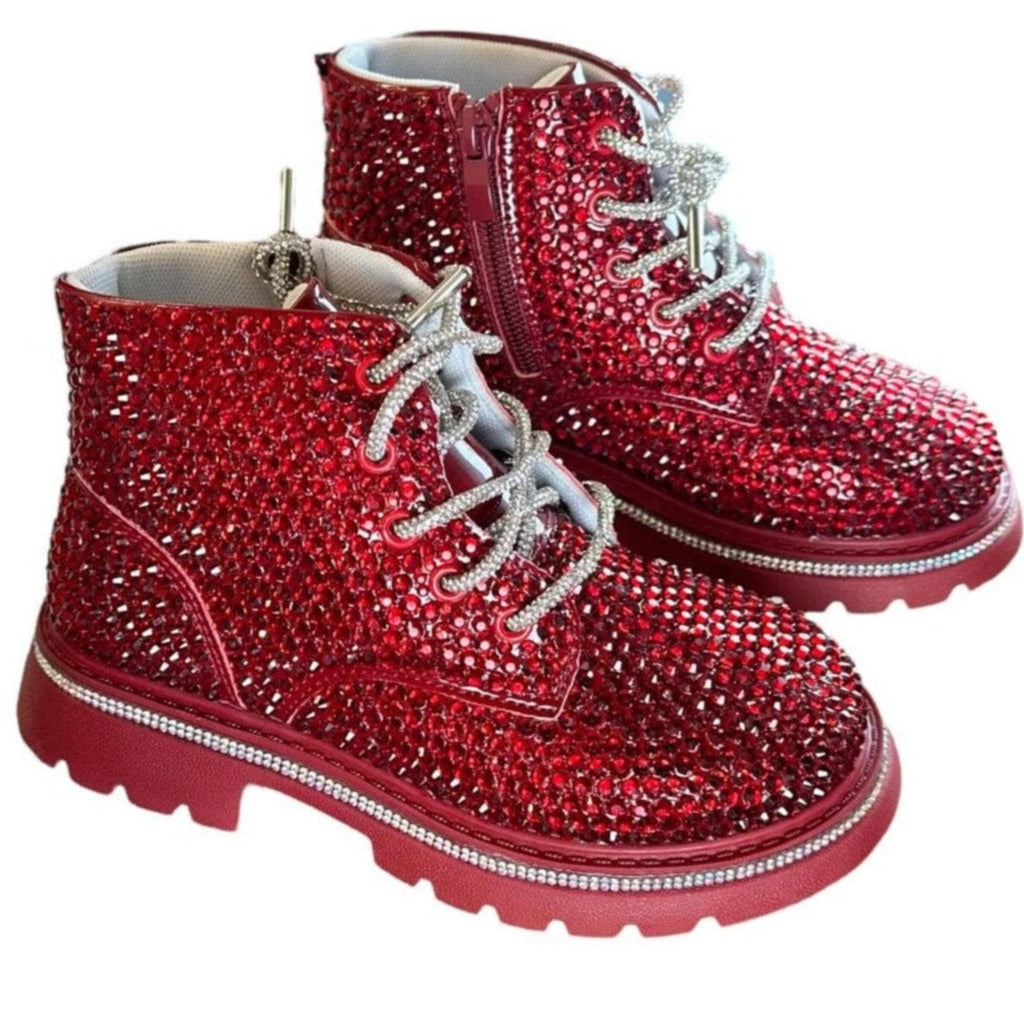 Lola and The Boys Crystal Sparkle Boots - Ruby Red – Basically Bows ...