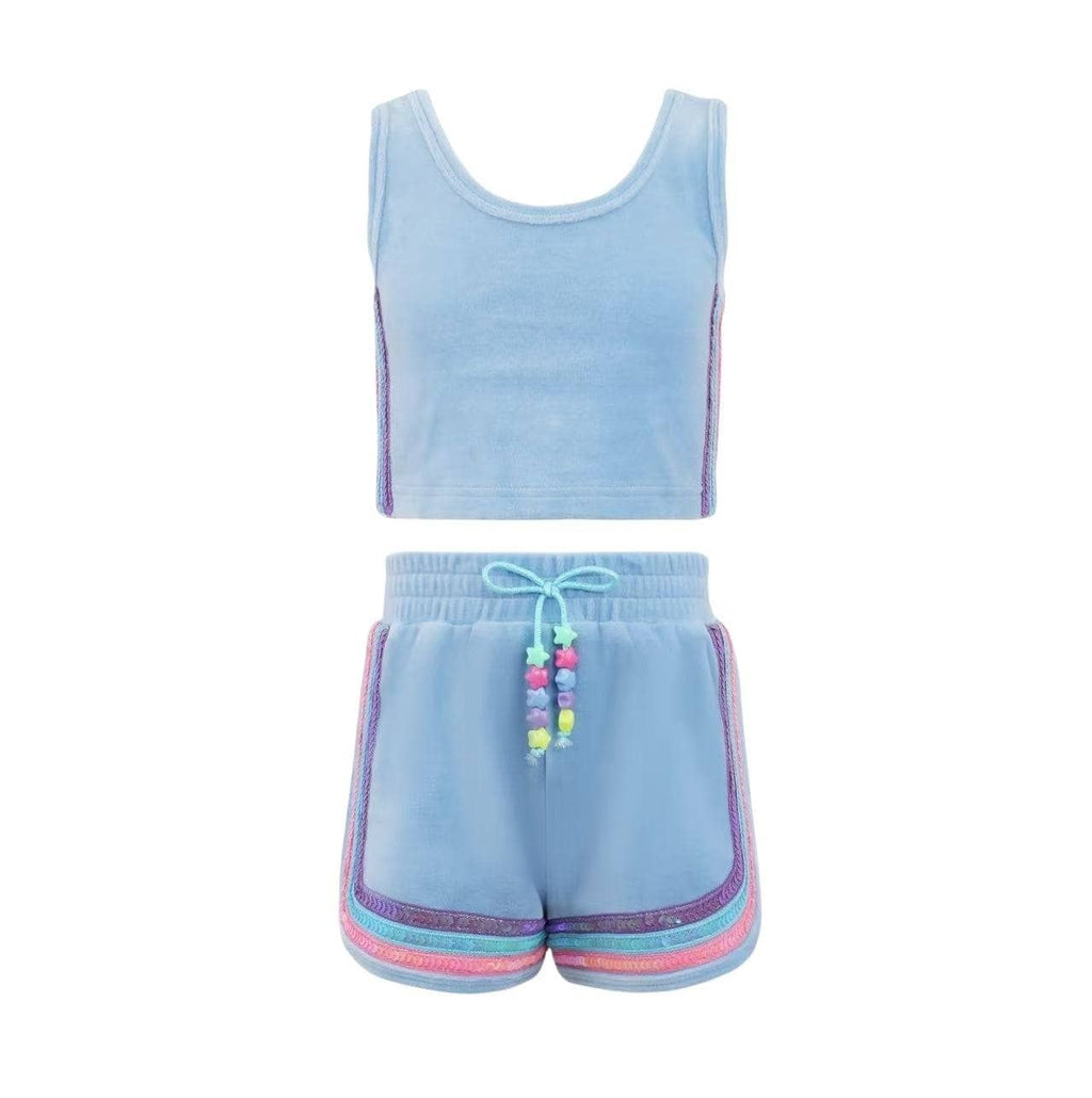 Lola and The Boys Rainbow Velour Sequin Tank Set - Blue – Basically ...