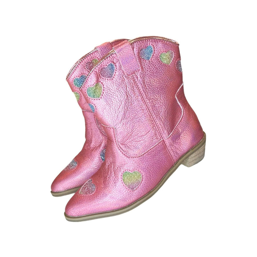Lola and The Boys Pink Iridescent Heart Cowgirl Boots – Basically Bows ...