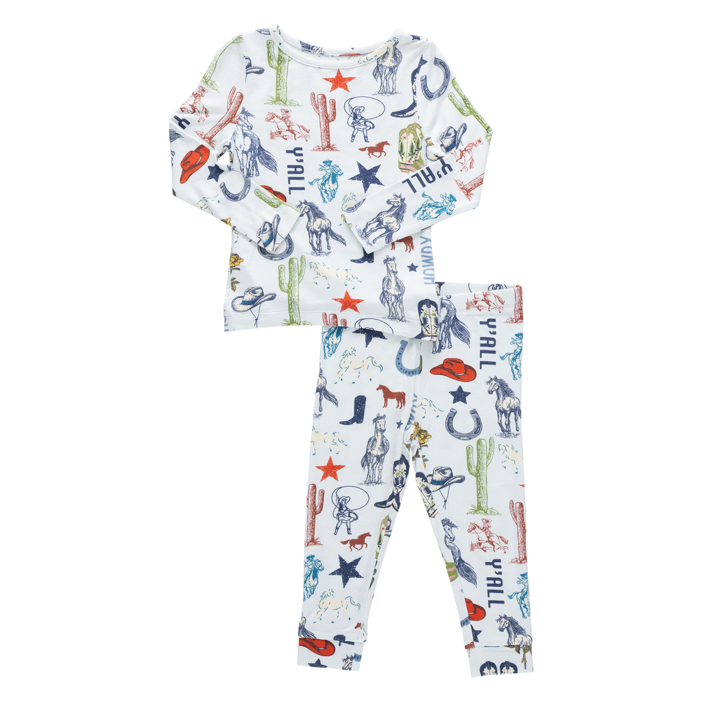 Pink Chicken Kids Bamboo PJ Set - Western Dreams – Basically Bows & Bowties