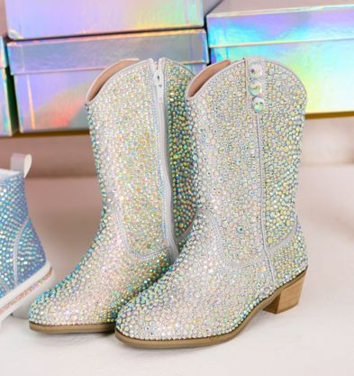 Lola and The Boys Silver Crystal Cowgirl Boots – Basically Bows & Bowties