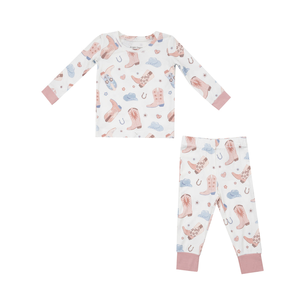 Angel Dear L/S Loungewear Set - Cowboy Boots Pink, Angel Dear, Angel ...