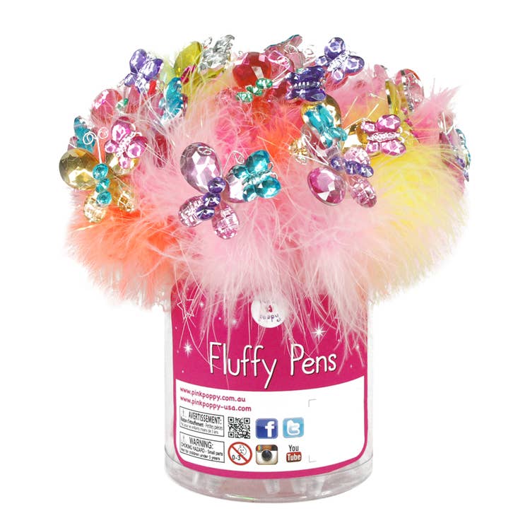 Colorful Gem Butterfly Fluffy Pen | Basically Bows & Bowties