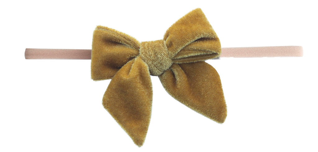 Baby Bling Brass Velvet Bow Skinny Headband – Basically Bows & Bowties