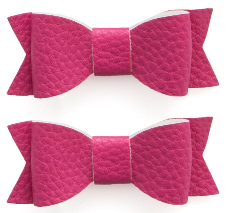 Baby Bling Leather Bow Tie Clip Set - Hot Pink – Basically Bows & Bowties