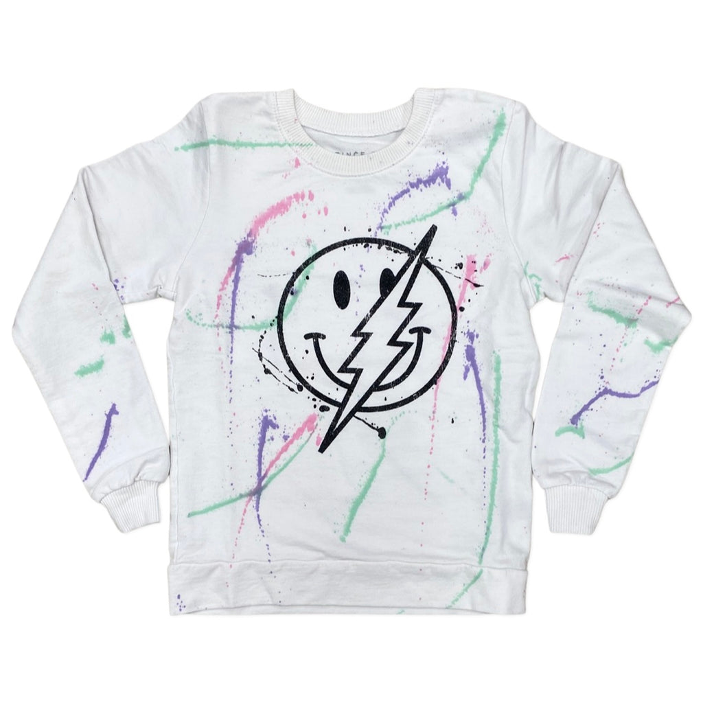Prince Peter Tween Happy Face Splatter Sweatshirt - White, Prince Peter ...