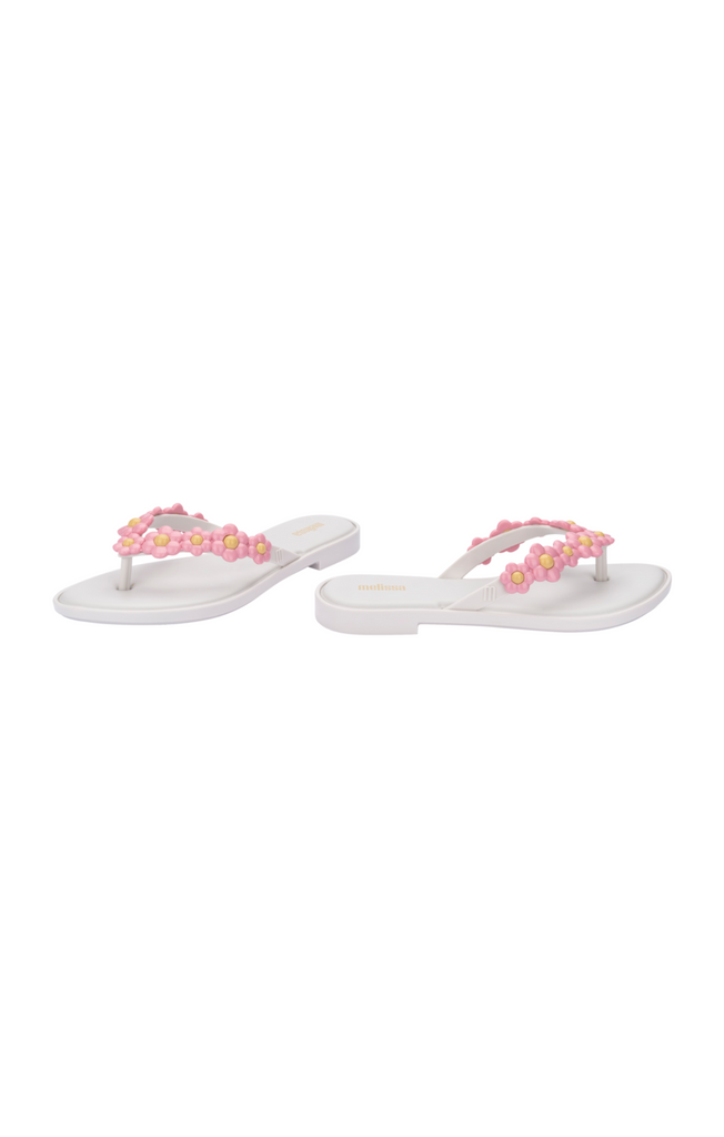 Mini Melissa Spring Flip Flops - White / Pink | Basically Bows & Bowties